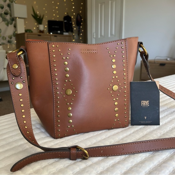 Frye | Bags | Nwt Frye Harness Bucket Bag Brown Leather Studded Western ...